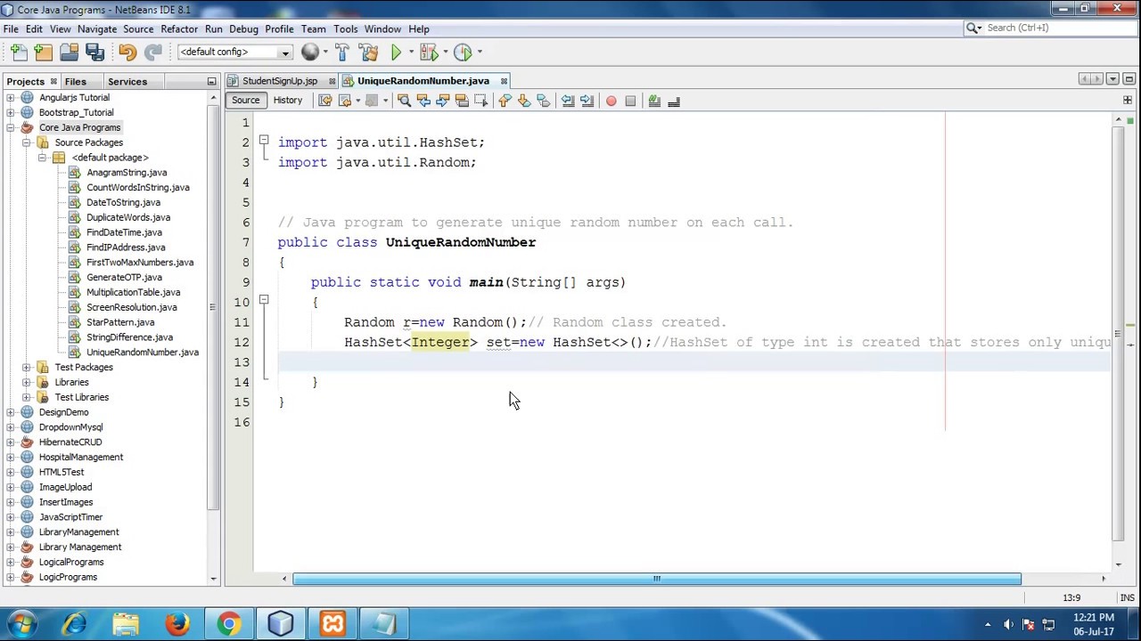 Java Program To Generate Unique Random Number On Each Call Youtube
