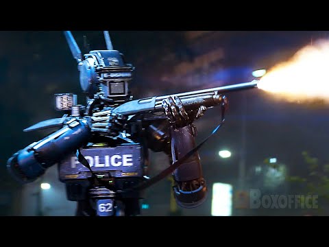 Un robot policía DISPARA a los alborotadores | Chappie | Clip en Español