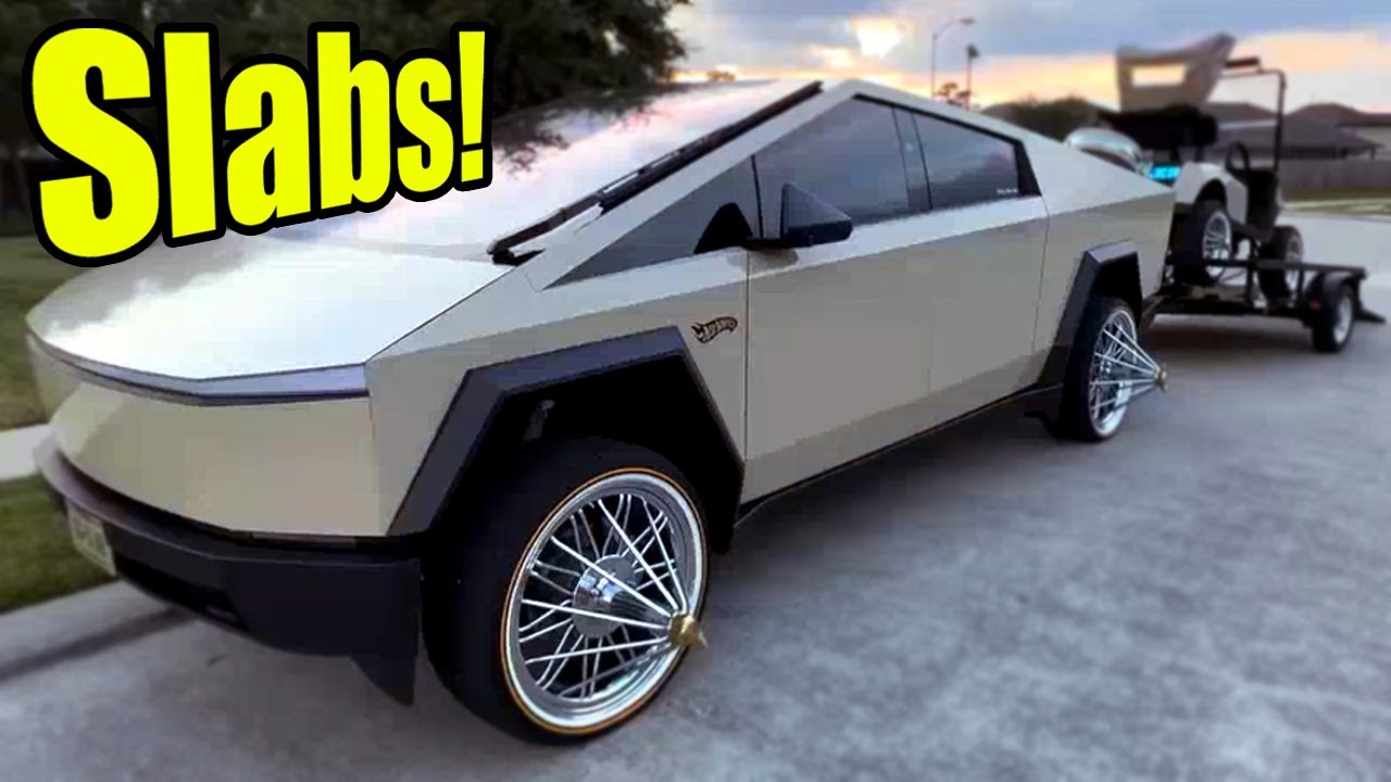 First in the World Cyber Truck on 24's SLABS? Big Rims On Electric ...