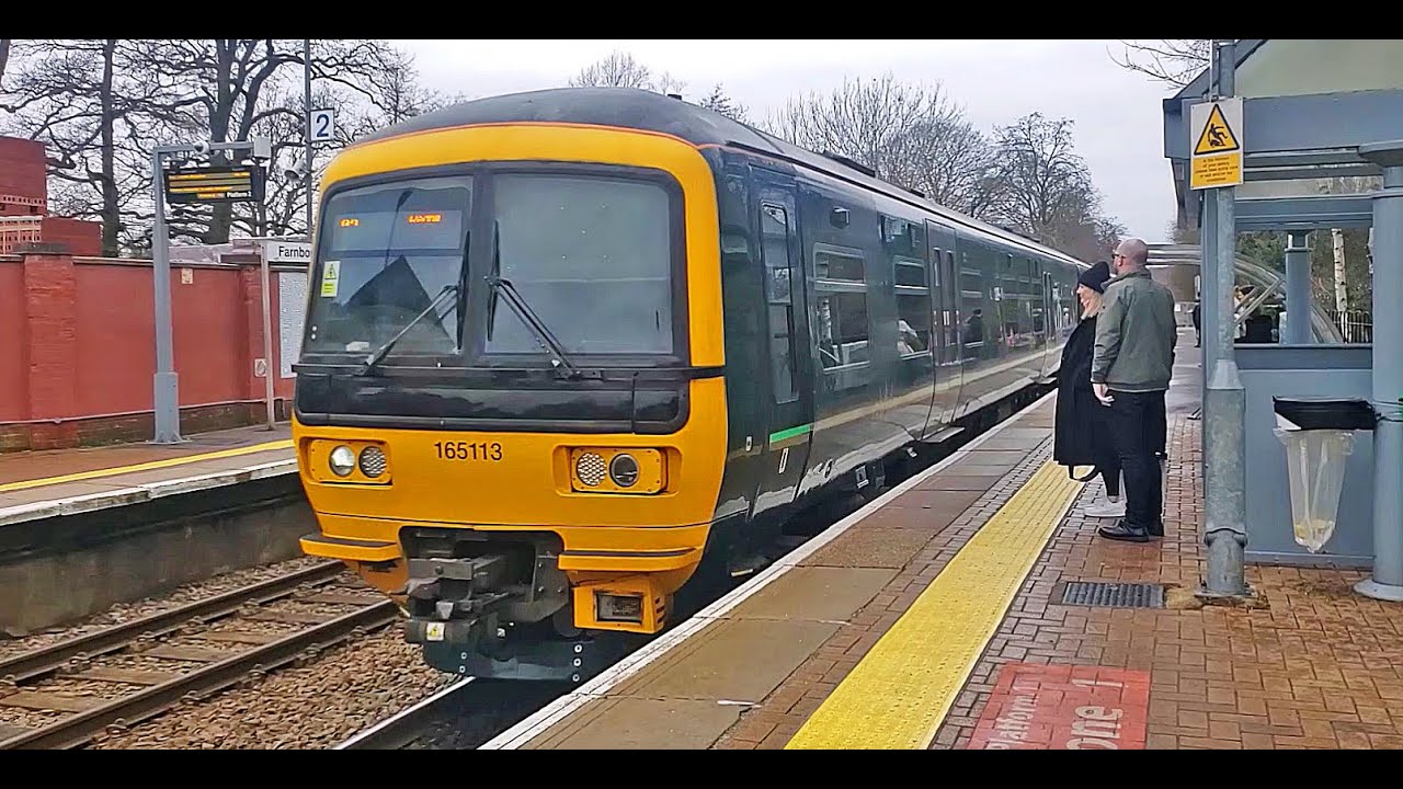 RD24716(vid). Class 165s at Farnborough North and Guildford. 11th ...
