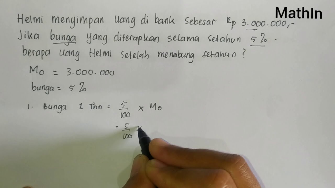 Matematika kelas 7 | Cara menghitung jumlah akhir tabungan dengan bunga ...