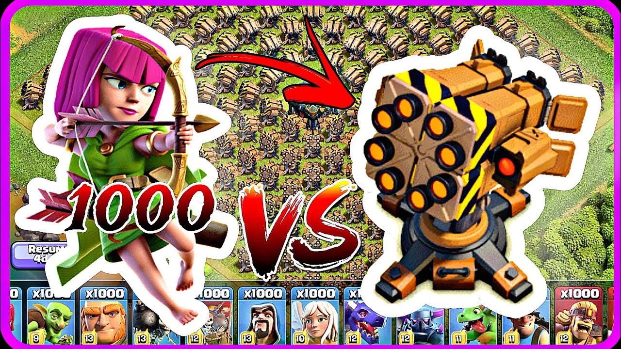 1000 Archers VS Rocket Launcher Full Base Attack Townhall 17|#coc # ...