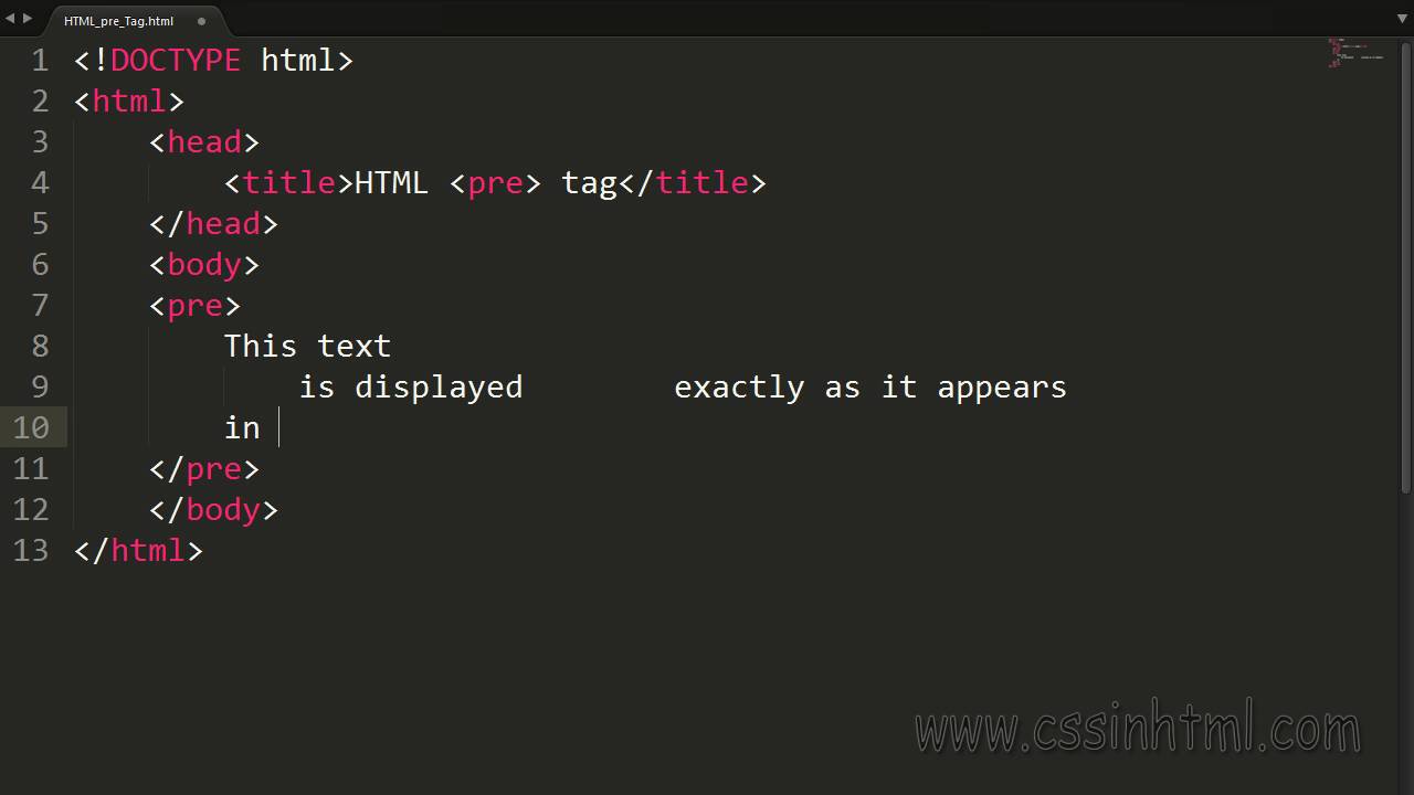 HTML Pre Tag YouTube html-pre-tag-youtube