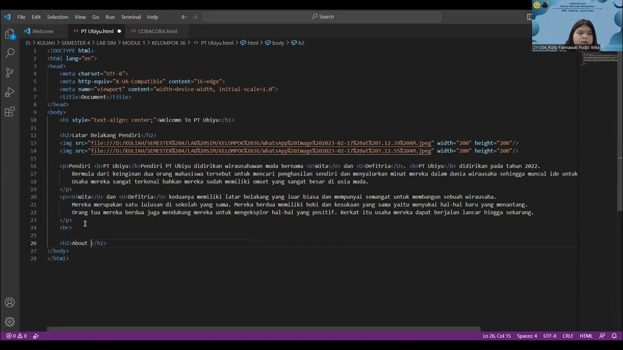 MODUL 1 & 2 HTML & CSS - PENJUALAN UBI KAYU PT. UBIYU - KELOMPOK 36 - YouTube