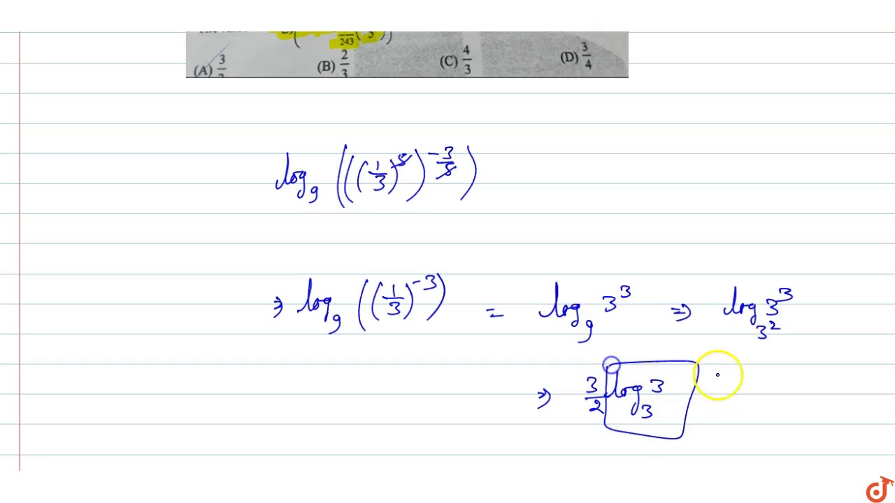 The Value Of log 9 antilog 1 243 3 5 Equals YouTube