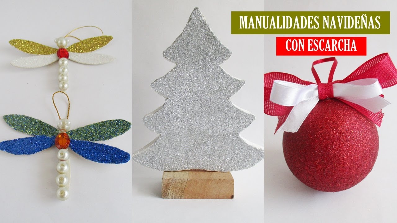 DECORACIONES NAVIDEÑAS CON ESCARCHA / MANUALIDADES NAVIDEÑAS CON ...
