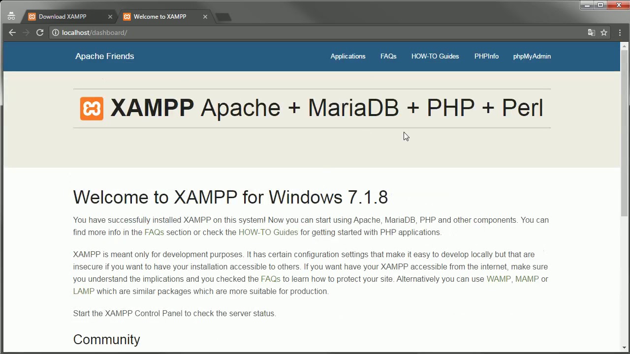 Install Xampp v7.1.8 in 10 minutes - YouTube