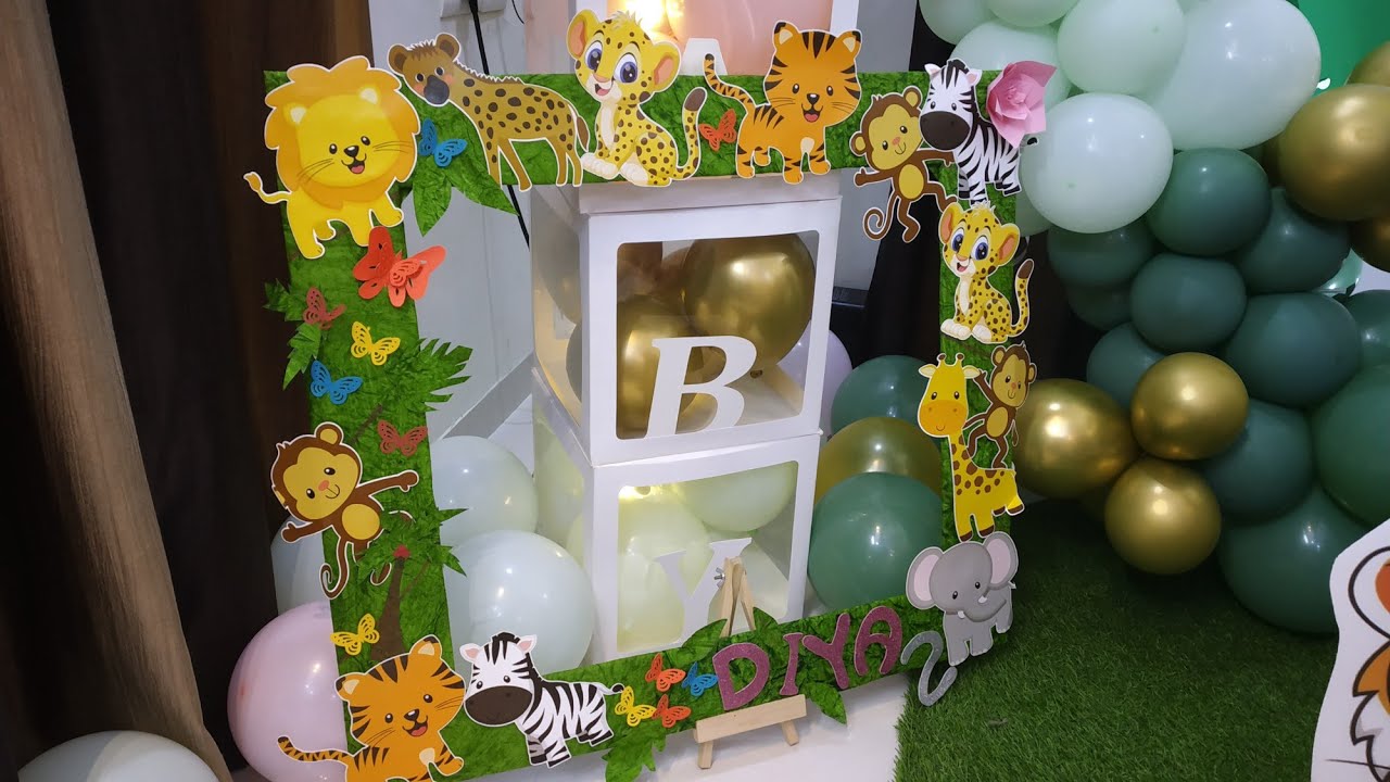 photo Booth with Jungle theme || Animal cut outs and Butterflies ...