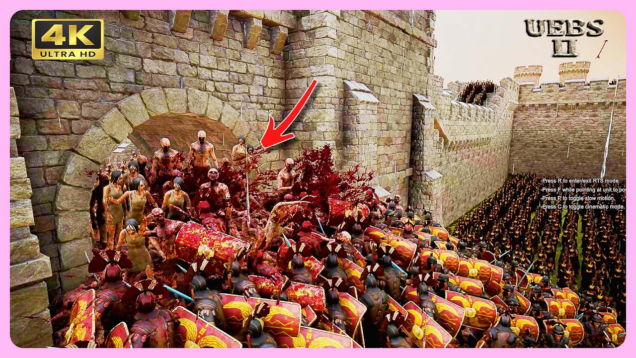 2,000,000 ZOMBIES VS 12,000 ROMANS AND ARCHERS IN A SWAMPY CASTLE ...
