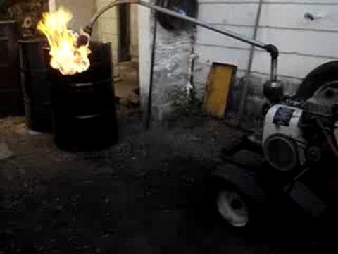 gasifier stove , engine running on wood gas - YouTube