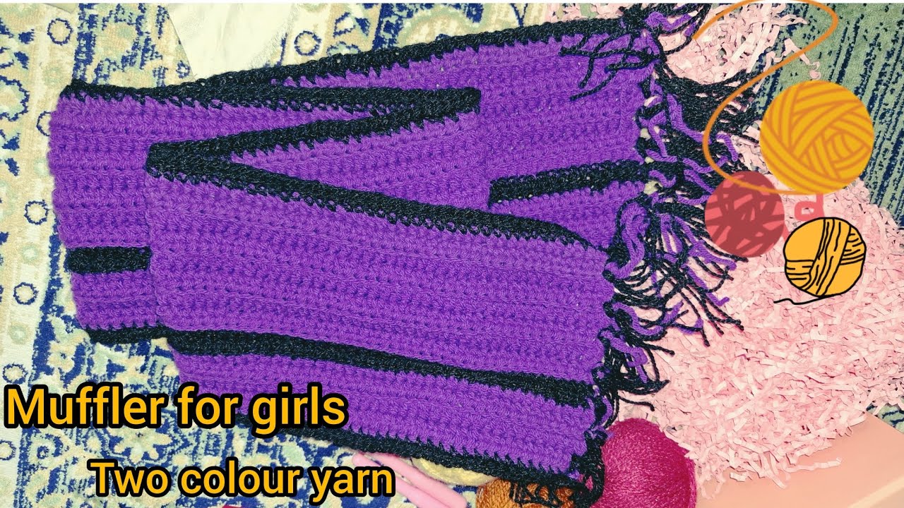 Double coloured muffler for girls/Crocheting @Crochetcorner-e4z - YouTube
