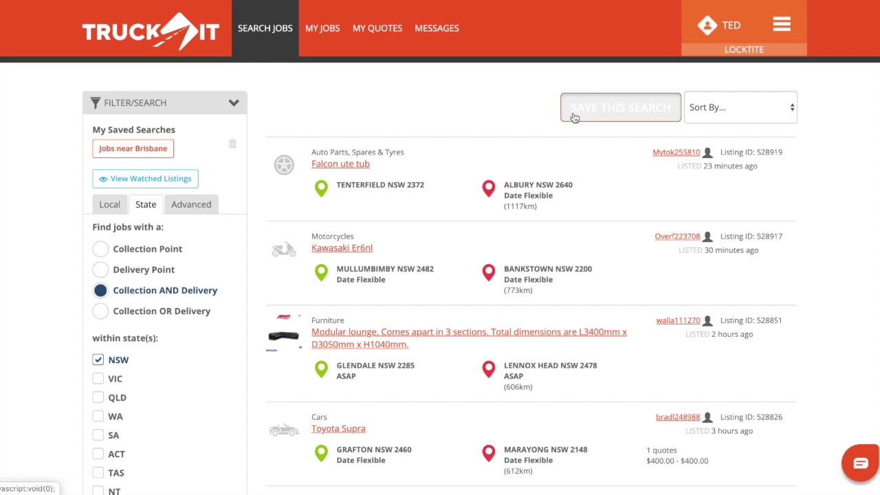 How to set up a Saved Search on Truckit.net - YouTube