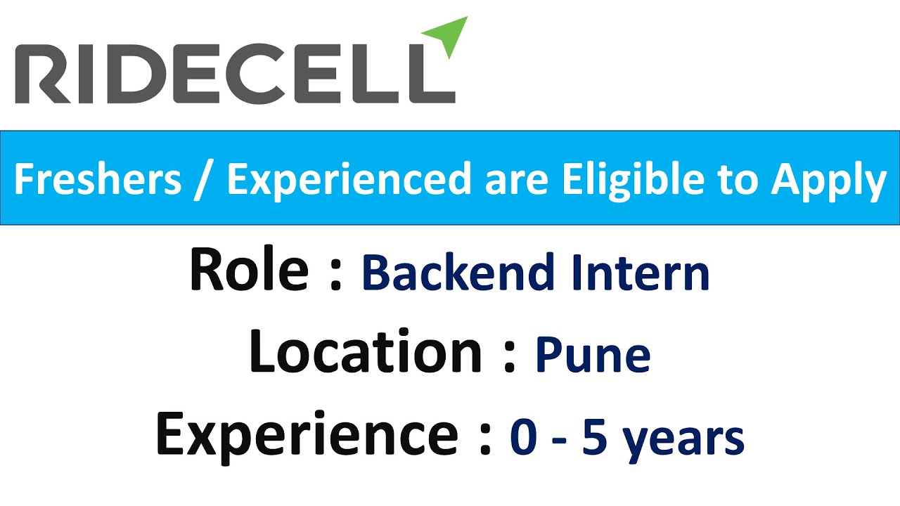 Ridecell Hiring Backend Intern in Pune - Freshers / Experienced are Eligible to Apply - YouTube