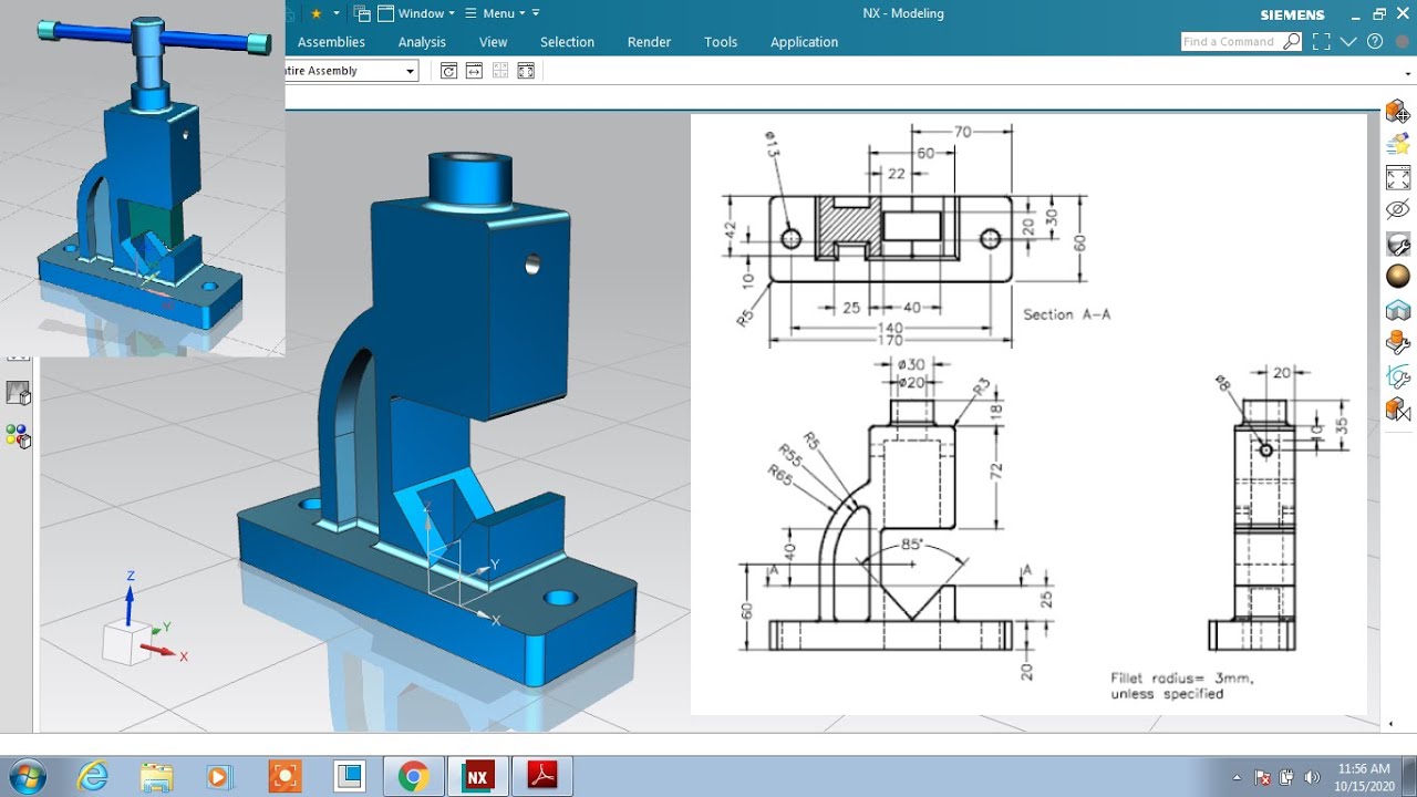 #NX CAD #PIPE VICE ASSEMBLY #Base Part no 1 - YouTube