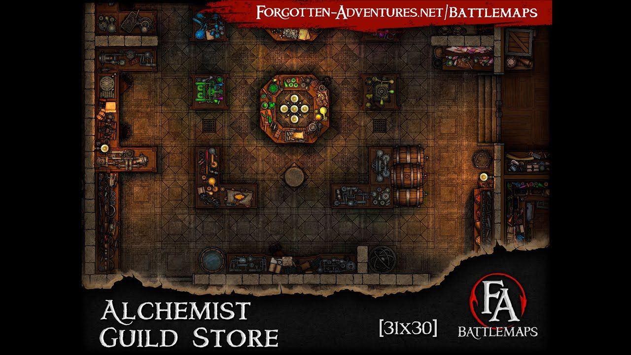 Alchemist Guild Store [31x30] - Foundry VTT Preview [Premium Map] - YouTube