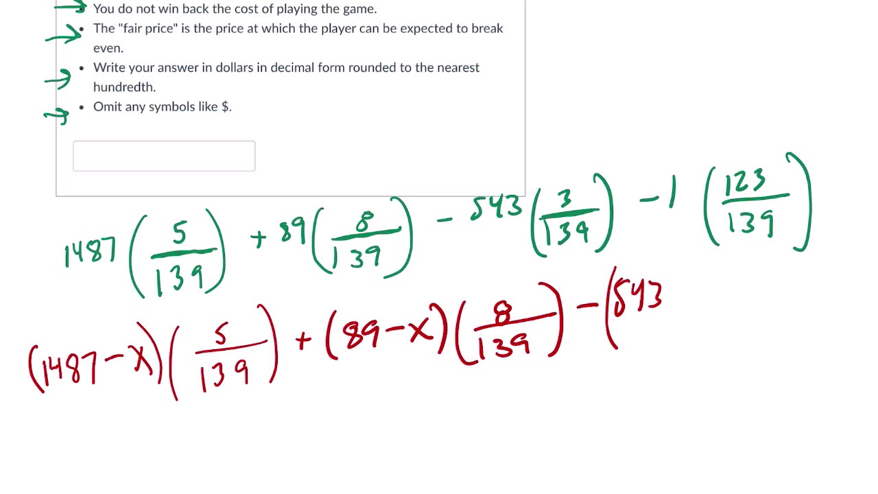Probability Test Expected Value 3 - YouTube