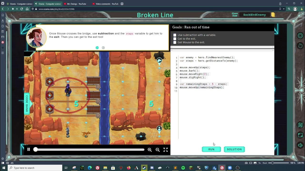 Ozaria - Javascript - Chapter 3 - Module 1 - Broken Line - YouTube