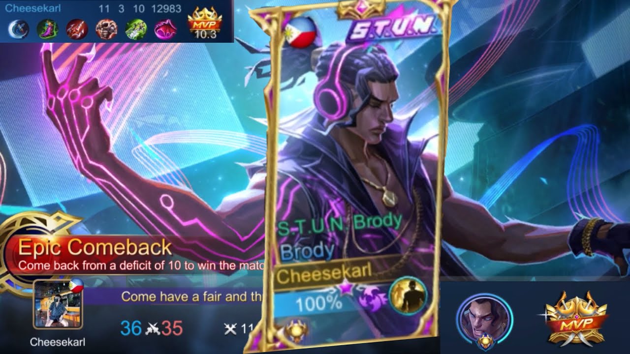 Trying Out Brody's New STUN Skin | Mobile Legends Gameplay Using iPhone ...