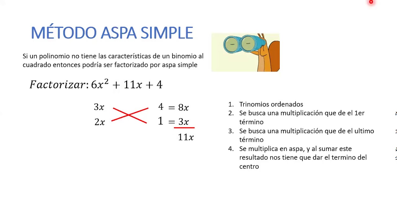 FACTORIZACIÓN POR EL MÉTODO DE ASPA SIMPLE- CLASE ZOOM 5TO PRIMARIA ...