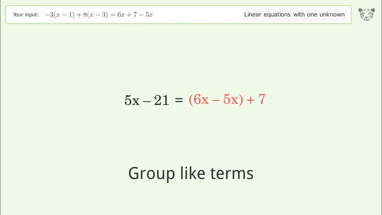 linear-equation-with-one-unknown-solve-3-x-1-8-x-3-6x-7-5x-step-by