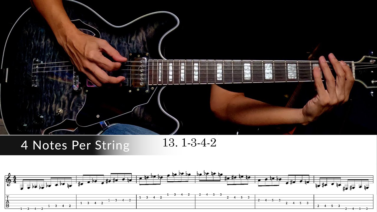 4 Notes Per String 1-3-4-2 - YouTube