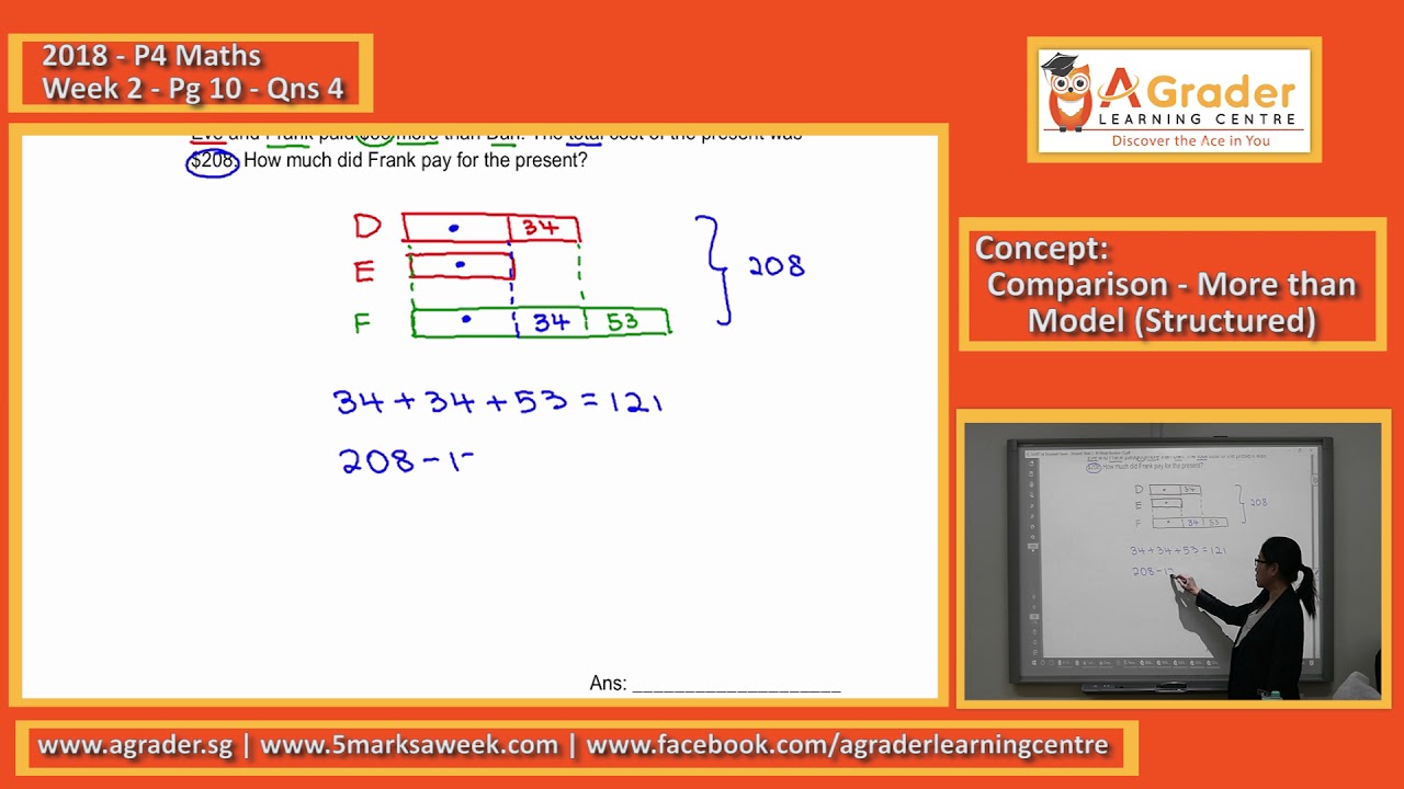 2018 - P4 Maths - Week 2 - Pg 10 - Q4 (Comparison - More than Model ...