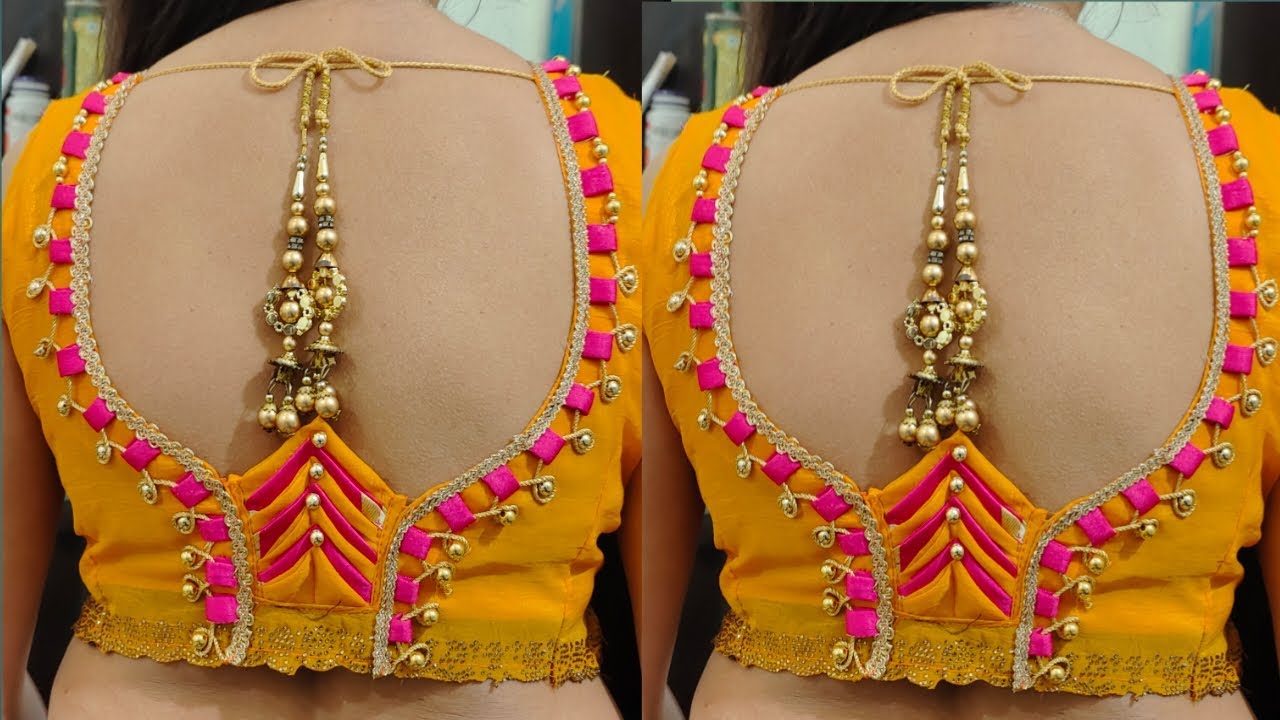 Peele colour ki saree ke liye bahut hi khubsurat blouse design - YouTube
