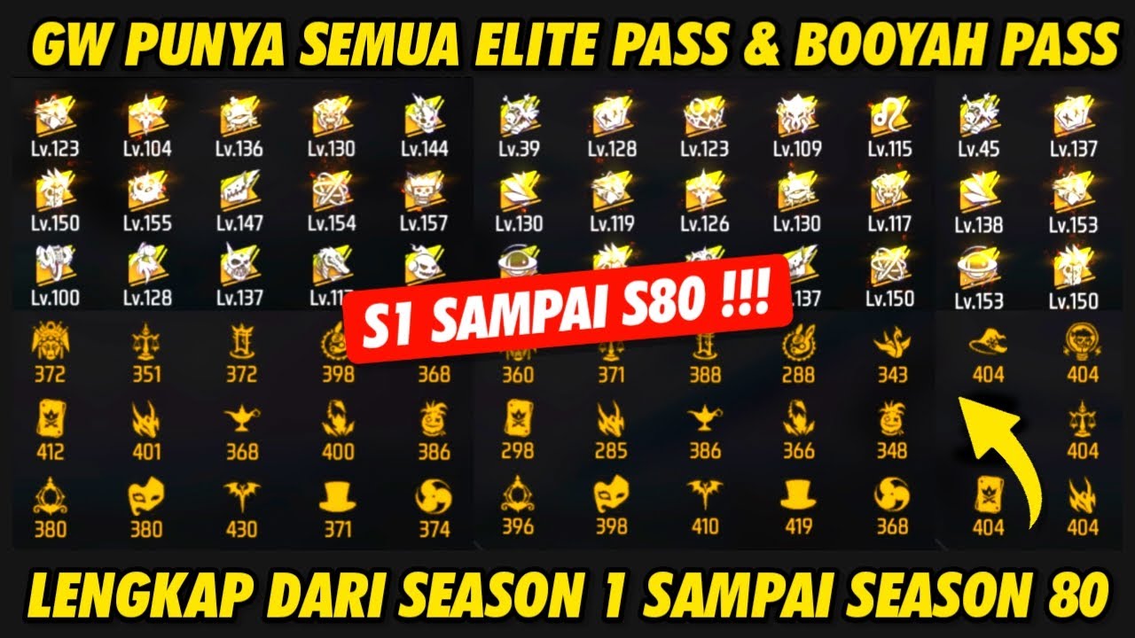 GW PUNYA SEMUA ELITE PASS & BOOYAH PASS !! LENGKAP DARI SEASON 1 SAMPAI ...
