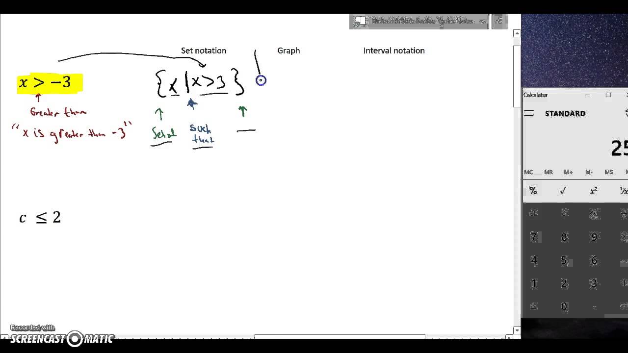 Inequalities, set notation, and interval notation - YouTube