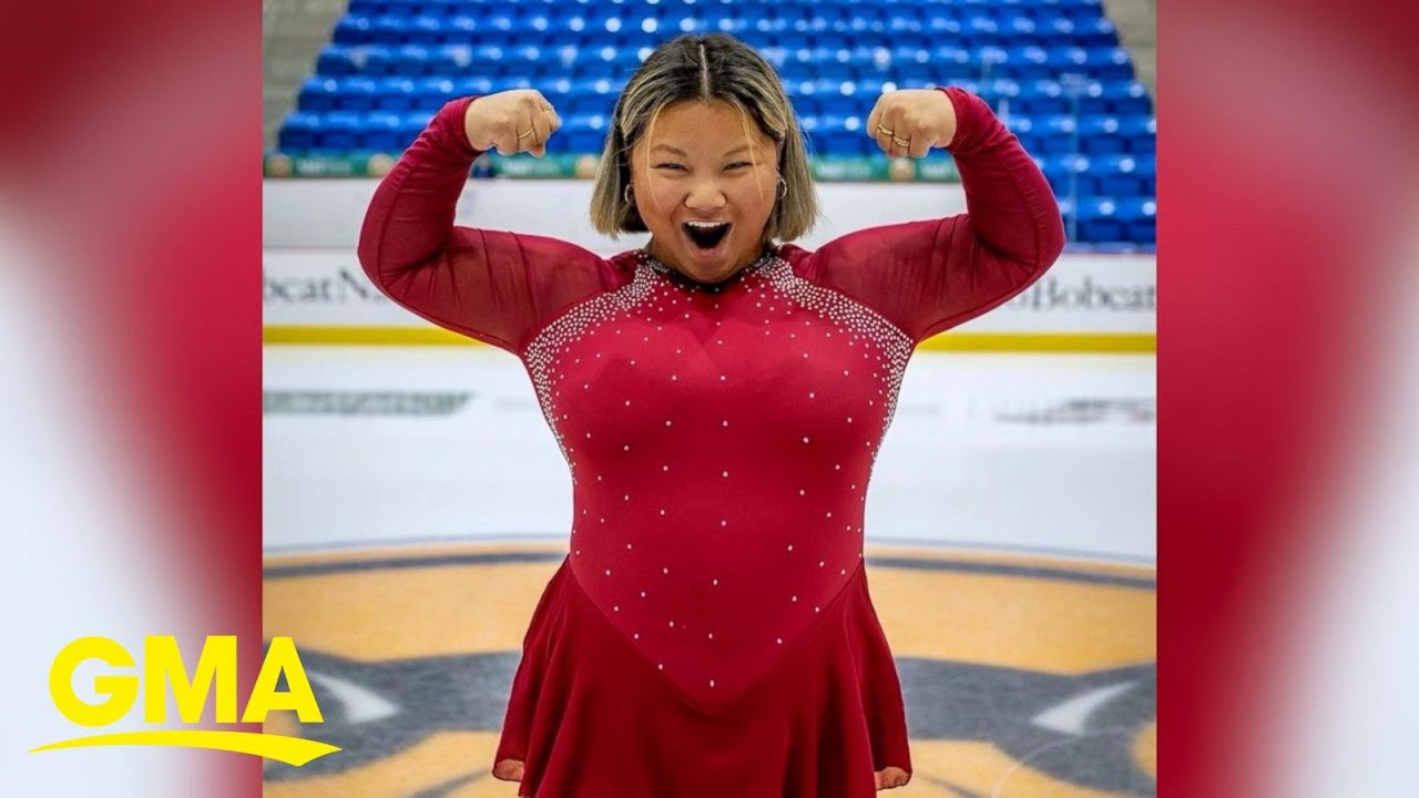 Figure skater goes viral for message on body inclusivity - YouTube