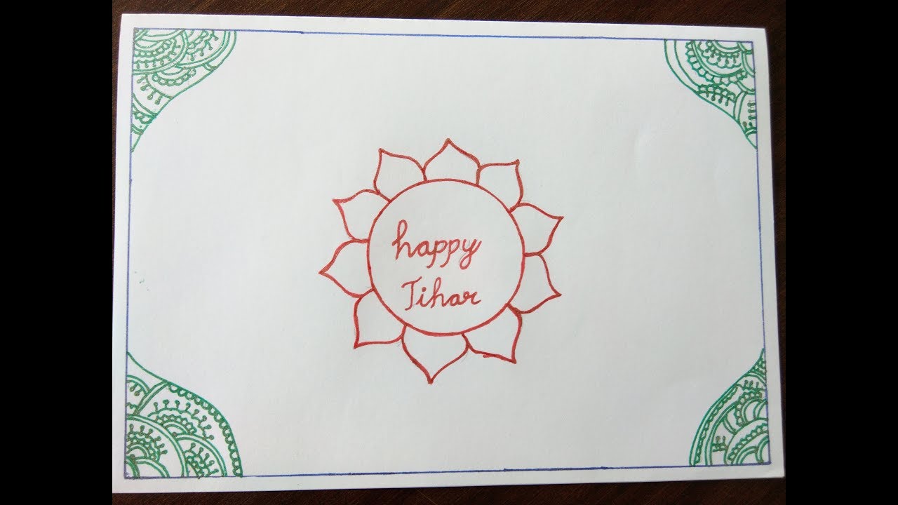 How to make Diwali greeting card || Easy Tihar (Diwali) card design. #2 ...