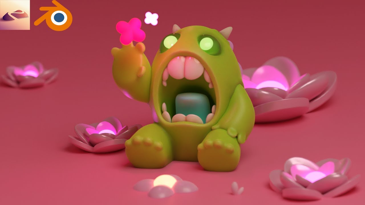 Green Goblin Pink Flowers | Blender Rendering from Nomad Sculpt - YouTube
