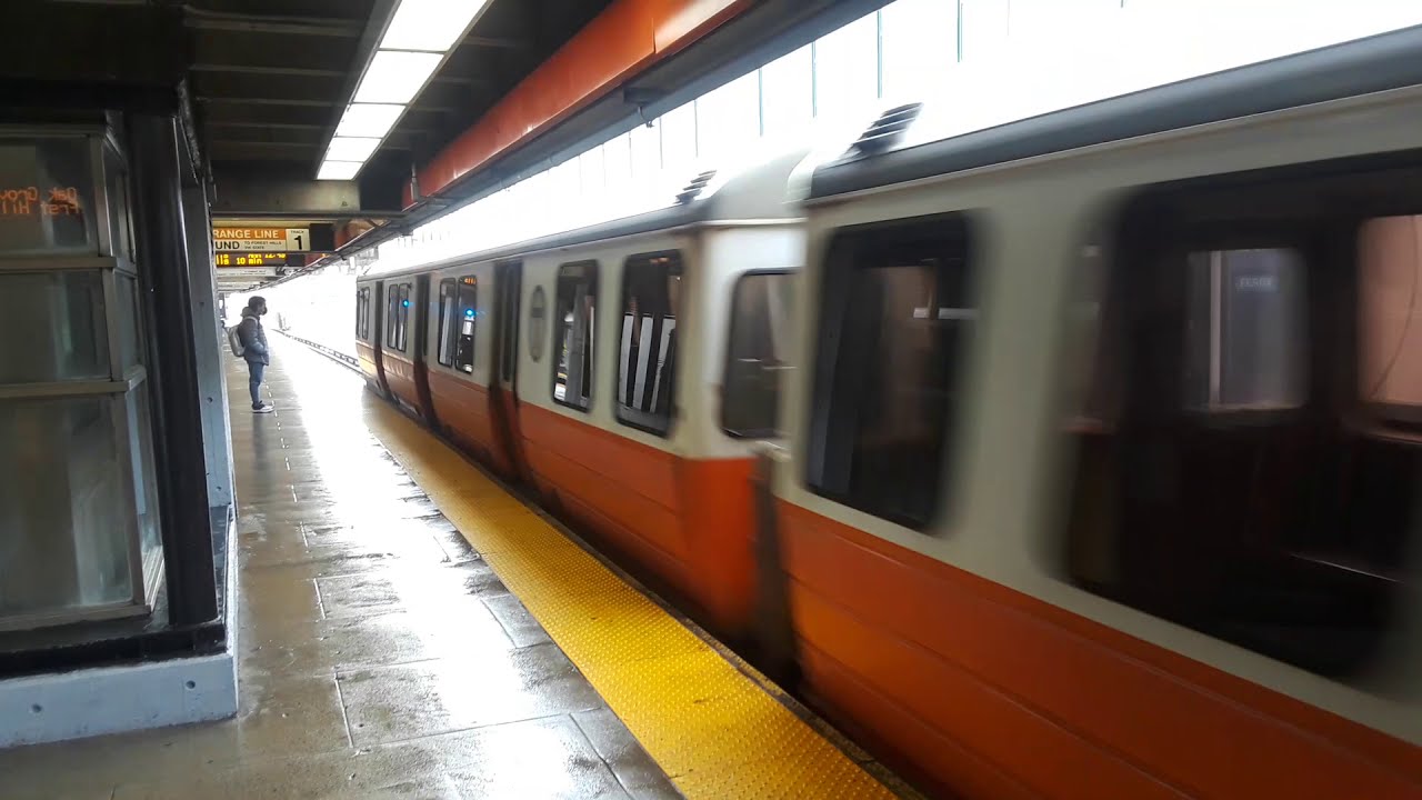 MBTA Orange Line Hawker Siddeley 01200 Series Arriving at Wellington ...