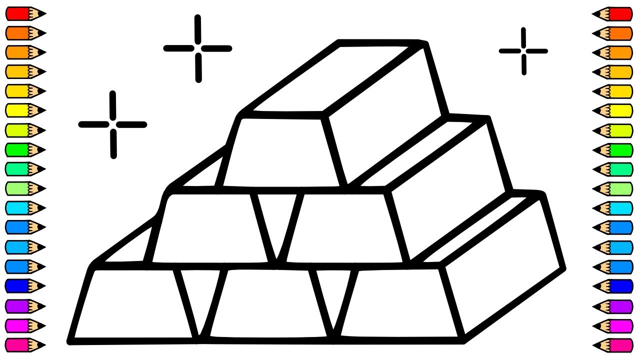 Como dibujar LINGOTES DE ORO / Dibujo de Lingotes de Oro / dibujos para ...