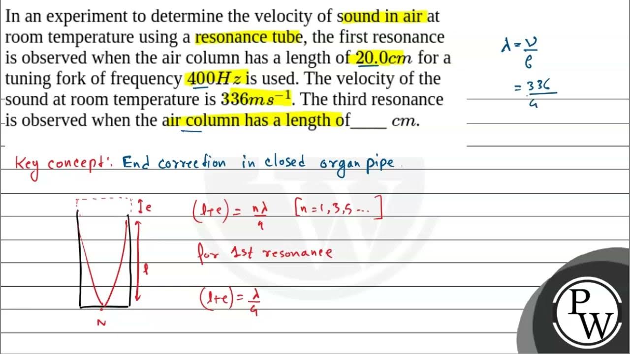 In an experiment to determine the velocity of sound in air at room temperature using a resonance ...