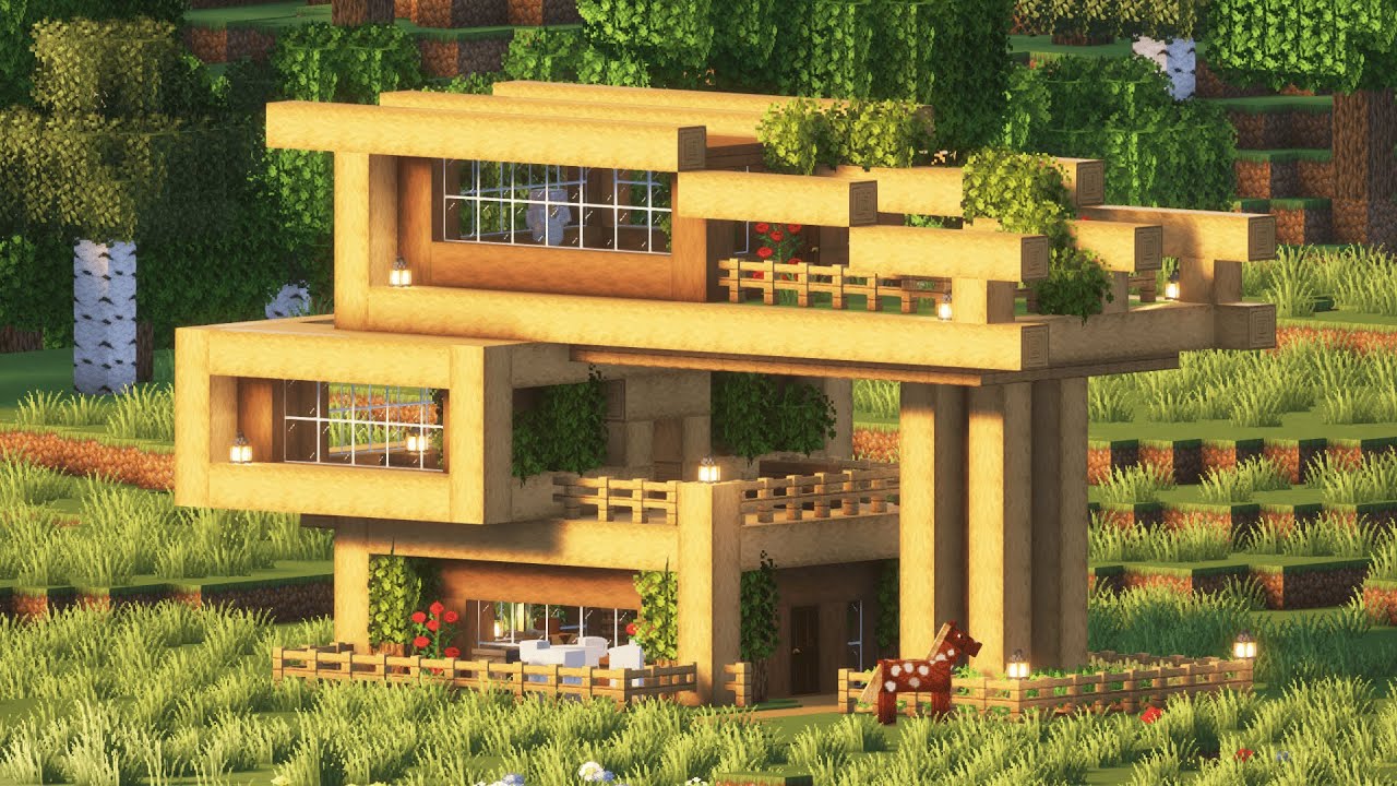 Minecraft | How to build a Wooden House | Starter Survival Base ...