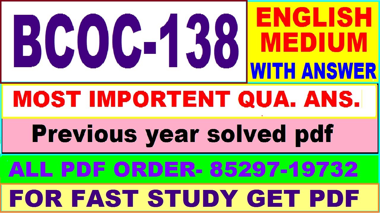 bcoc 138 important questions / bcoc 138 previous year question paper ...