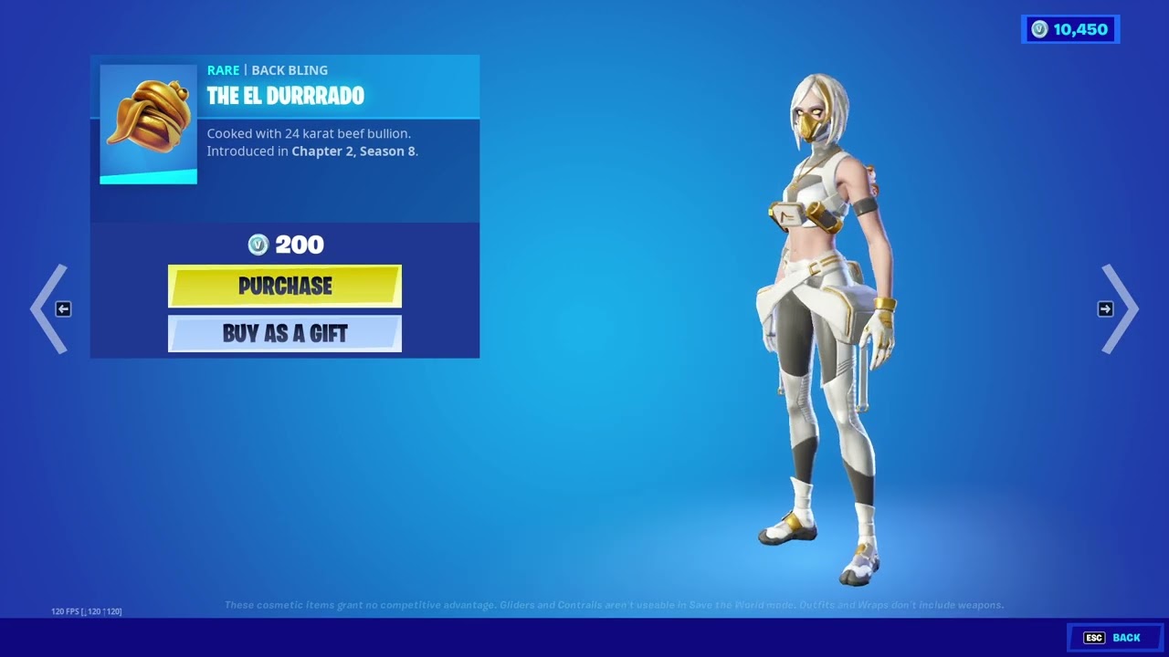 Fortnite Double Agent Hush trying on The El Durrrado back bling - YouTube