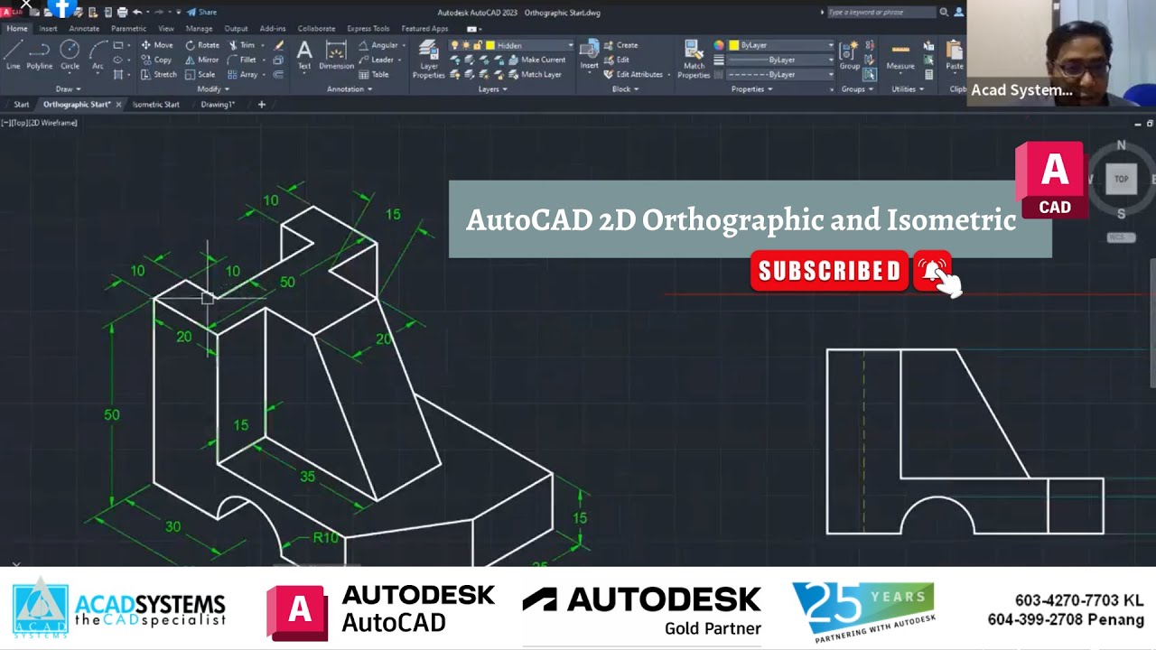 AutoCAD 2D Orthographic and Isometric - YouTube