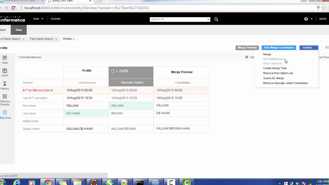 Informatica Data Director - IDD - How to Match and Merge record in IDD - YouTube