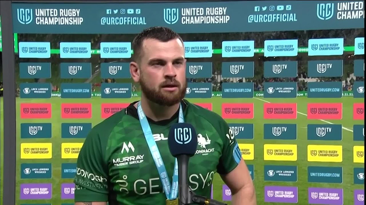 Connacht's Conor Oliver reacts after big win against Ulster - YouTube
