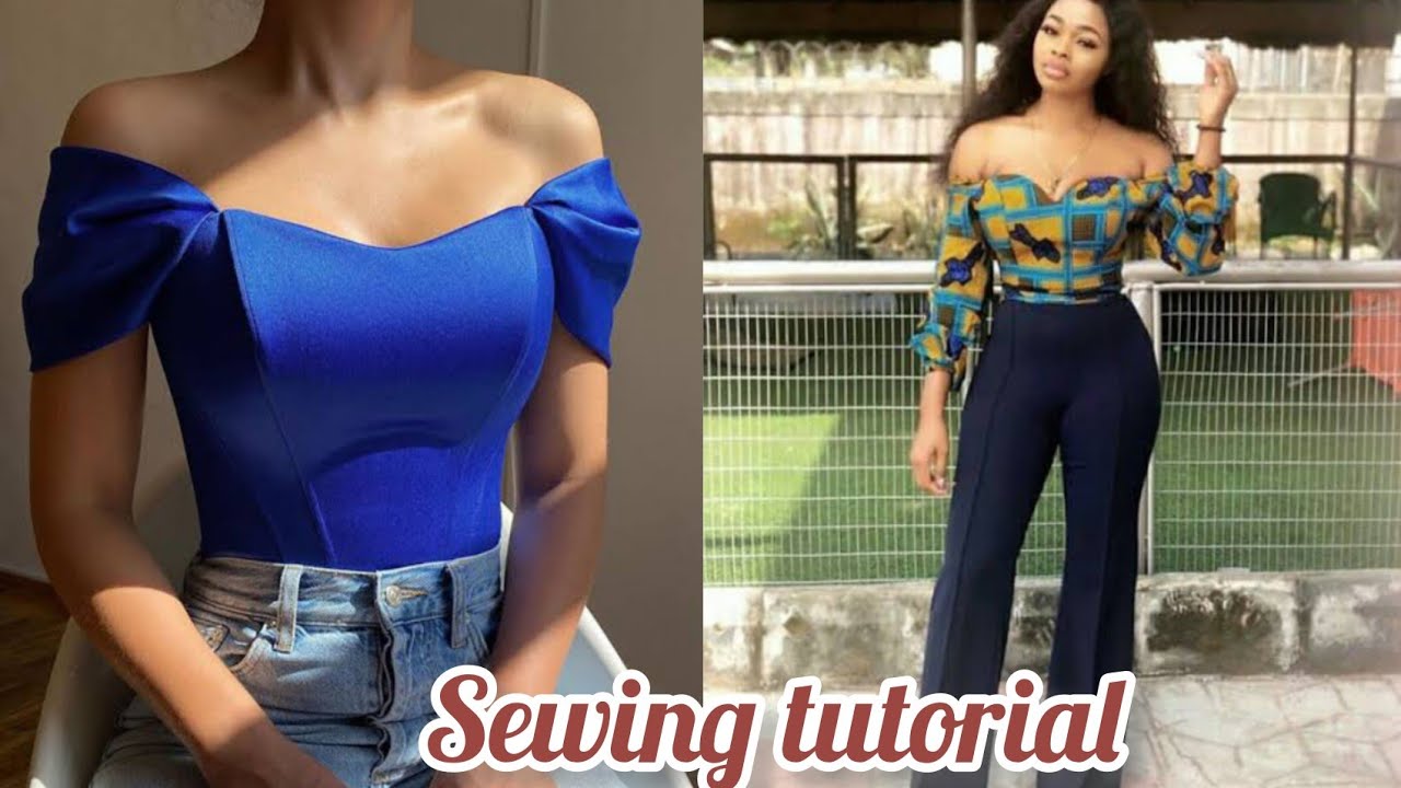 how to cut and sew straight dart bustier (off shoulder) - YouTube