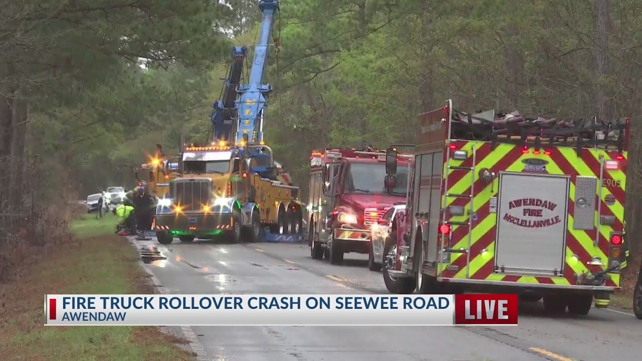 Deputies responding to fire truck rollover in Awendaw - YouTube