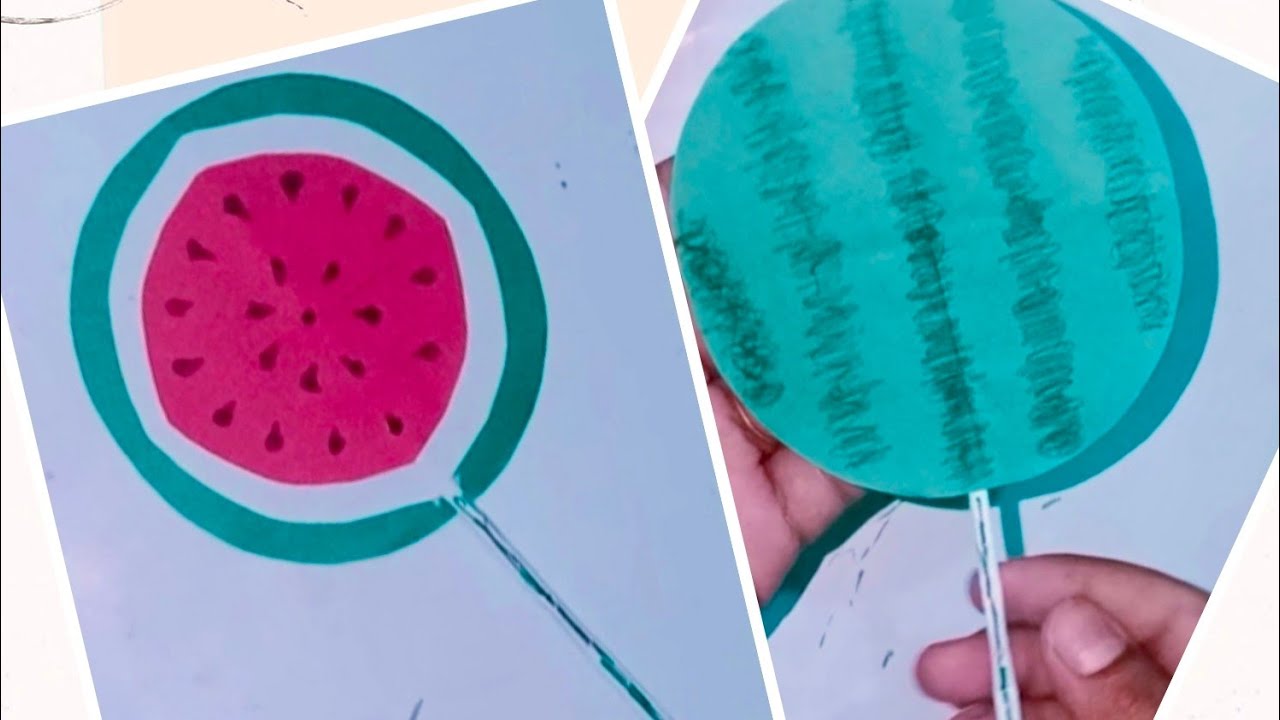 Cute paper pop up fans/ DIY watermelon hand fan / paper fan decorations ...