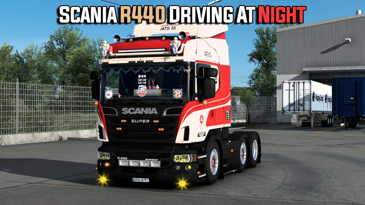 Scania R440 Driving At Night - ETS2 Mod Malaysia - Treler Kontena - YouTube