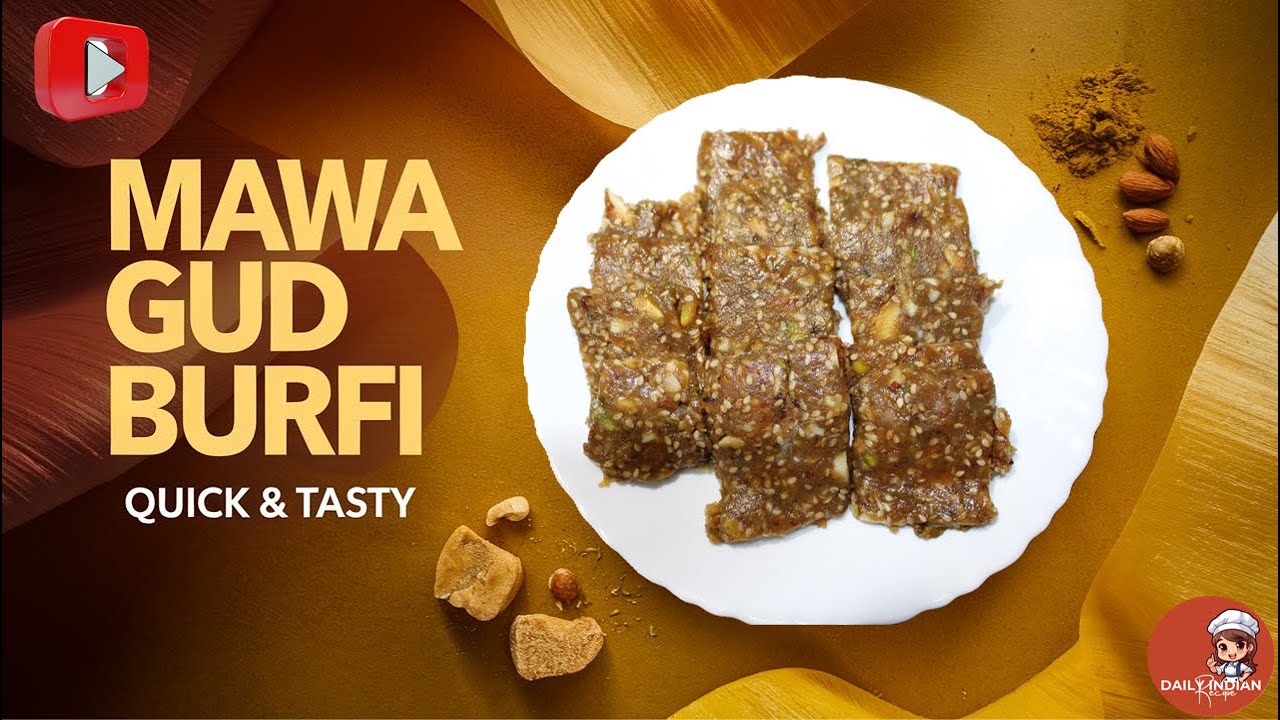 Mawa Gud Burfi Recipe | Healthy Jaggery Sweet | Easy Mithai - YouTube
