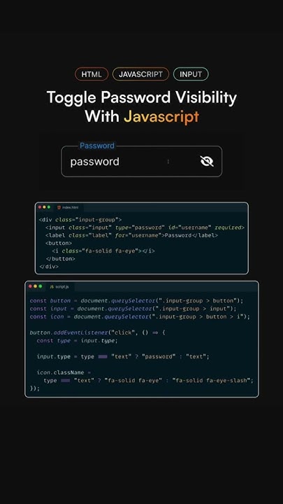 Toggle Password usando JavaScript, HTML, & CSS3 #js #shorts #shortvideo - YouTube