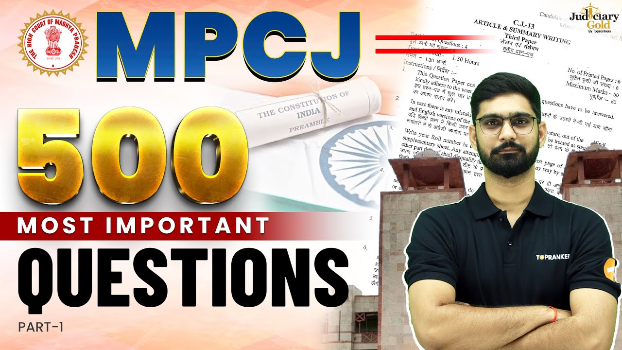 500 Most Important Questions for MPCJ 2023 | MP Judiciary Preparation | Part - 1 - YouTube