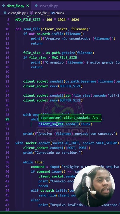 Python Todo Dia - Client Server - Enviando Arquivos #python - YouTube