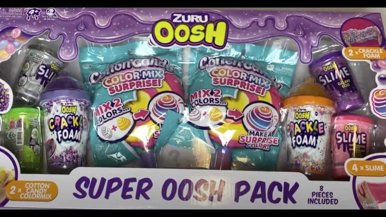 💖ZURU💜SUPER OOSH PACK💚Slime🍭Cotton Candy 🍭COLOR MIX CRACKLE FOAM Toy ...